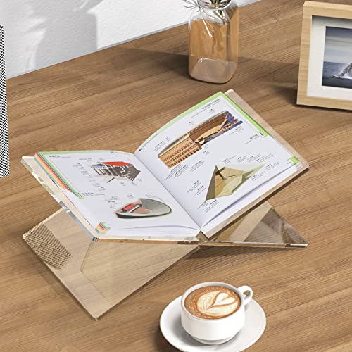 Acrylic Book Stand, Clear Book Holder for Display, Sturdy Open Book Stand for Desk, Kitchen Counter Reading Stand Book Holder for Textbook, Cookbook, Magazine, Recipe