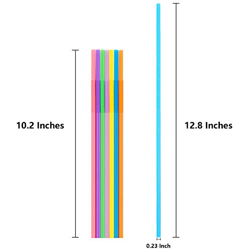 100 Pcs Colorful Flexible Plastic Straws, Disposable Bendy Straws, 10.2" Long and 0.23'' Diameter, BPA-Free