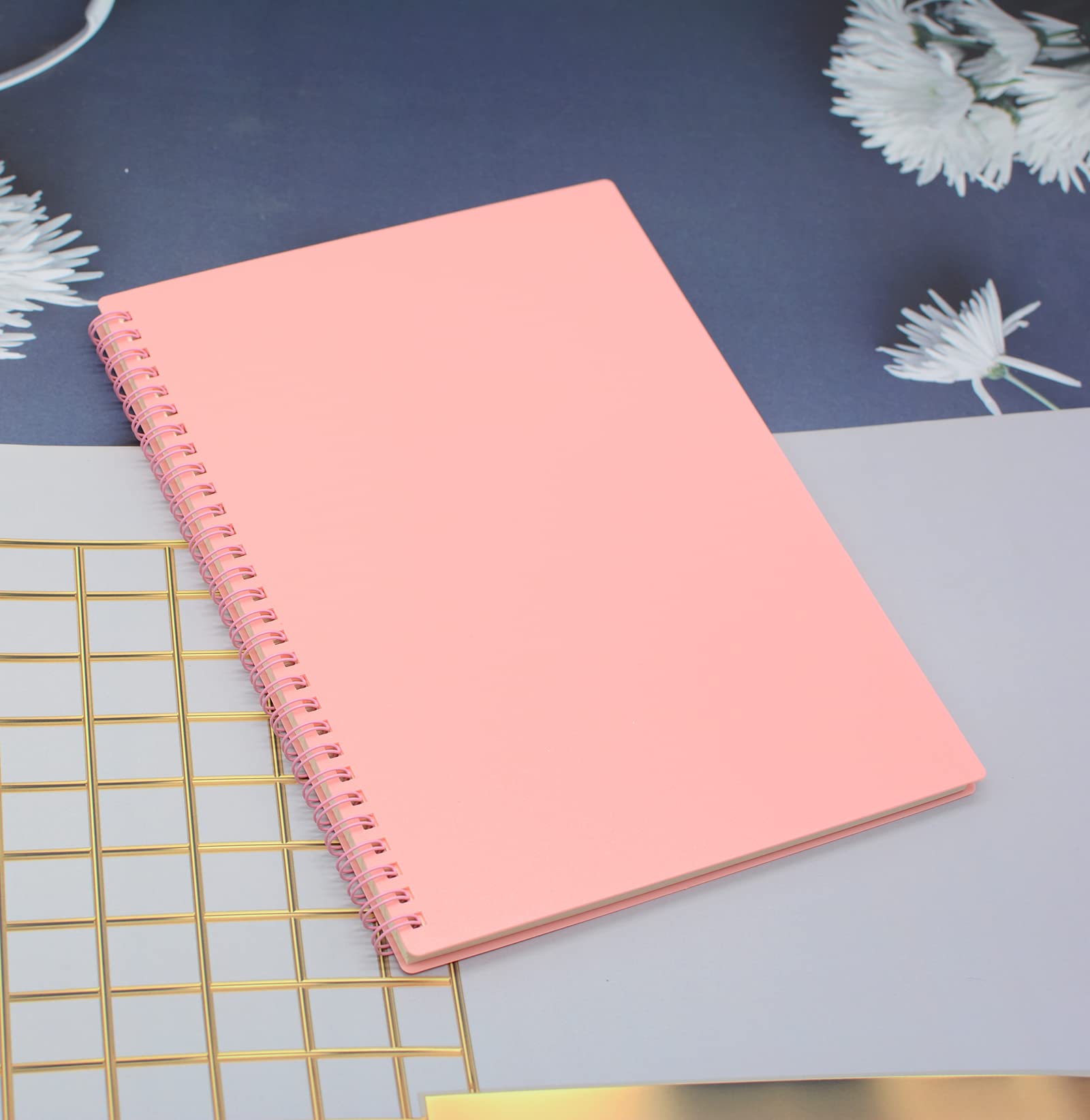 Yansanido Spiral Notebook, 4 Pcs 10.5 Inch x 7.45 Inch B5 Thick Plastic Hardcover 7mm College Ruled 4 Color 80 Sheets -160 Pages Journals for Study, Work, Travel and Notes (B5, 4 Pcs Light Color)