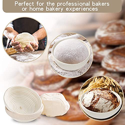 Bread Banneton Proofing Basket 9inch: Round Sourdough Proofing Basket for Artisan Bread Making for Professional and Home Bakers Set of 2