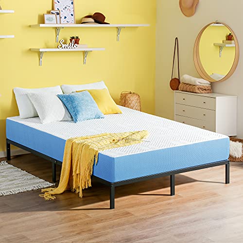 Oleesleep 6 Inch Ventilated Gel Infused Memory Foam Mattress, CertiPUR-US Certified, Blue, Queen