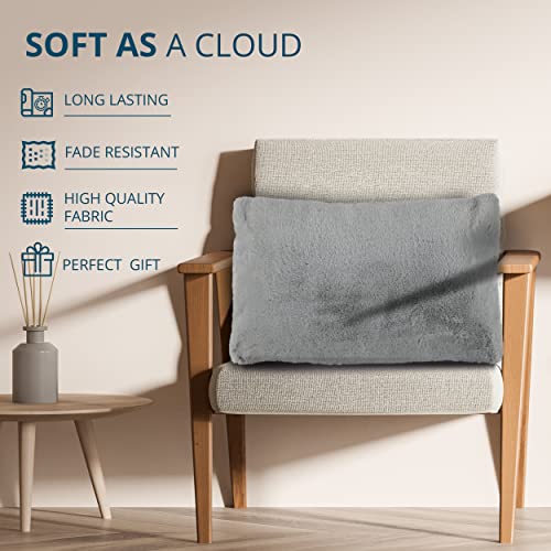 Mauricio Rubio Grey Throw Blanket and Throw Pillow Covers Set of 5 - Faux Fur Blanket Throw & Throw Pillows for Couch and Sofa, Includes 4 Decorative Soft Pillowcases, 60”x50” Fleece Blanket