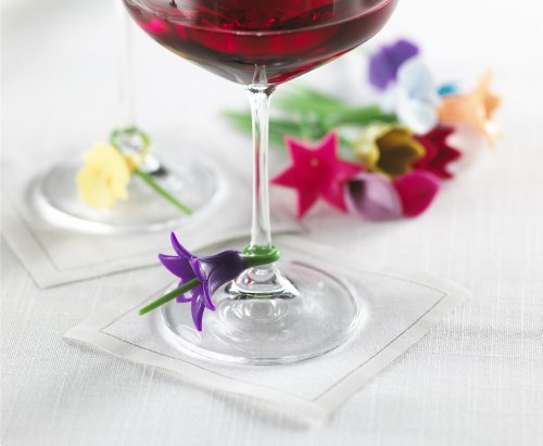 Trudeau Duo Tone Floral Wine Charms, Set of 12