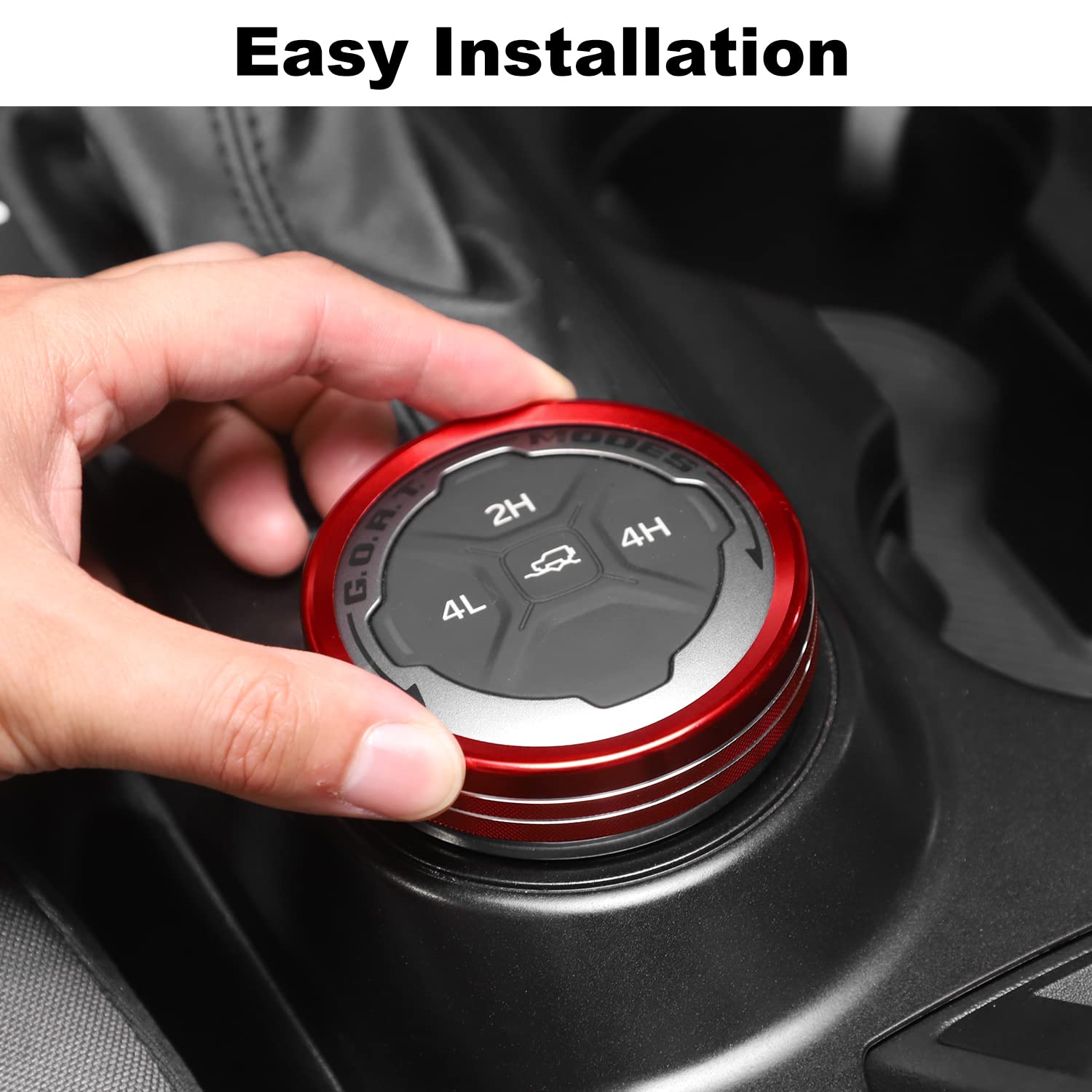 JWWY Air Conditioner Headlight Switch Knob 4WD Wheel Drive Trailer Gear Switch Knob Cover for 2021-2024+ Ford Bronco Accessories Aluminum Alloy 6PCS Red(Don't fit Bronco Sport)