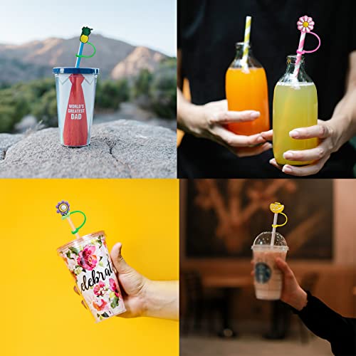 Almagic Cute Silicone straw covers cap 12 Pack,reusable Drinking Straw Covers Cap,Dust-Proof Straw Cap Toppers,With transparent storage box, convenient storage,for 6-9mm Straw