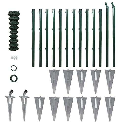 Chain Link Fence with Posts Spike Steel,Safety Fence Garden,Fence Garden Netting Chain Link Fence with Posts Steel Outdoor Residential Fencing for Yard Garden Farm 3'3"x82'