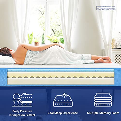 Oleesleep 6 Inch Ventilated Gel Infused Memory Foam Mattress, CertiPUR-US Certified, Blue, Queen