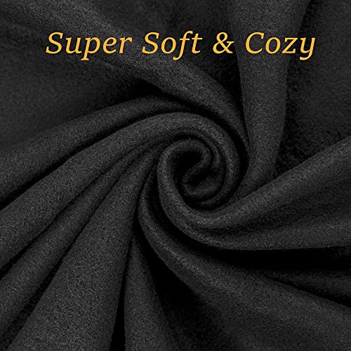 CAI TENG Fleece Throw Blankets Lightweight Warm for Soft Cozy Pet-Friendly Bulk Fleece Blanket Solid for Home, Bed, Sofa, Dorm, Office, Gifts, Outdoor (Black, Pack of 6-50 x 60 inch)