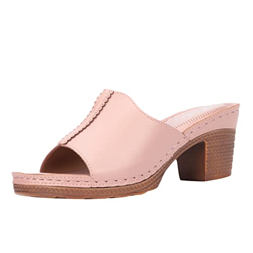 Sandals for Women Size 5 Fashion Devil Movie Fashion Show Luxury High Heels Women's Shoes Comfortable Slippers Leather (Pink, 8)