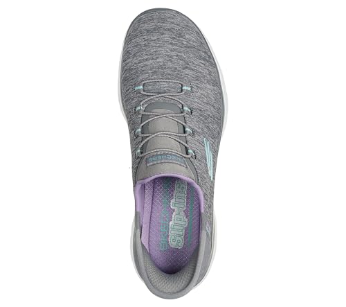 Skechers Women's Hands Free Slip Ins Summits Dazzling Haze Sneaker, Grey Mint, 8.5