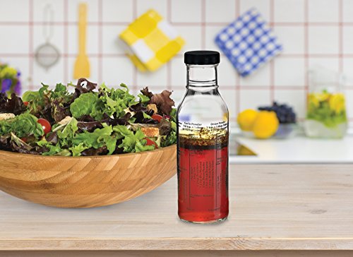 Kolder Salad Dressing Mixer Bottle for Light Recipes, Glass, 13-Ounce, Made in the USA, white