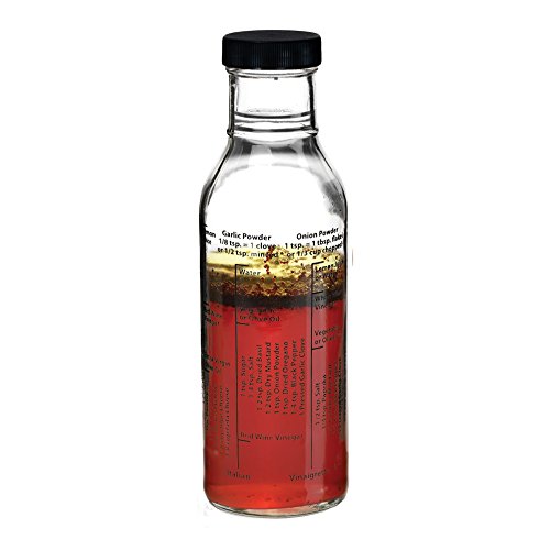 Kolder Salad Dressing Mixer Bottle for Light Recipes, Glass, 13-Ounce, Made in the USA, white