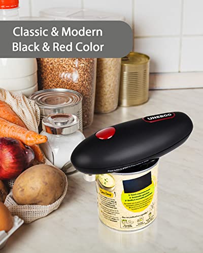 Electric Can Opener for Kitchen- Hand Held Automatic Can Opener with Smooth Edge, Portable and Battery Operated, Can Opener for Seniors with Arthritis, Easy One Touch to Open Any Size Cans, Black