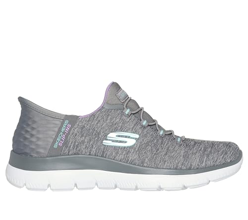Skechers Women's Hands Free Slip Ins Summits Dazzling Haze Sneaker, Grey Mint, 8.5