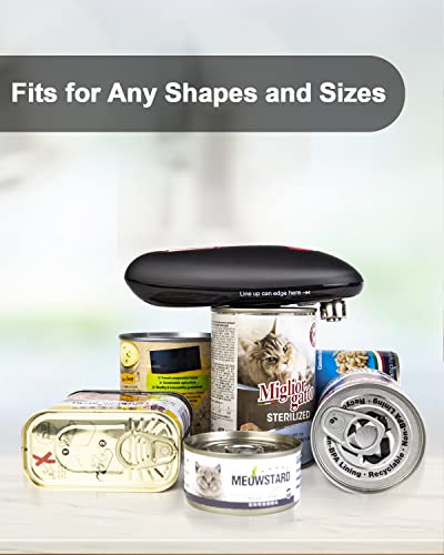 Electric Can Opener for Kitchen- Hand Held Automatic Can Opener with Smooth Edge, Portable and Battery Operated, Can Opener for Seniors with Arthritis, Easy One Touch to Open Any Size Cans, Black