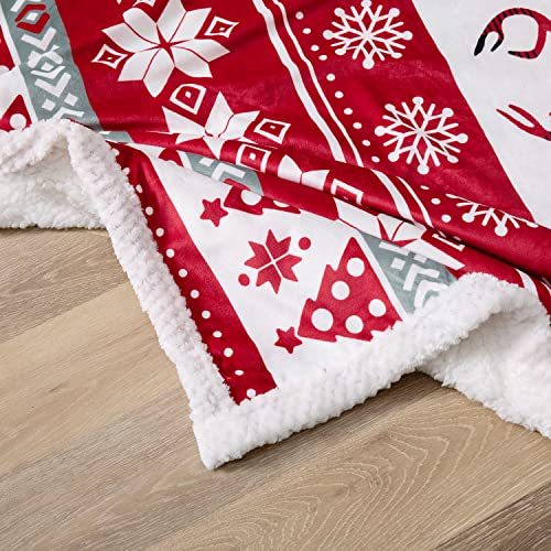 Christmas Throw Blanket, Soft Cozy Fleece Sherpa Fuzzy Blanket, Warm Plush Fluffy Flannel Throw Blanket Fall Winter for Couch Bed 50" X 60"