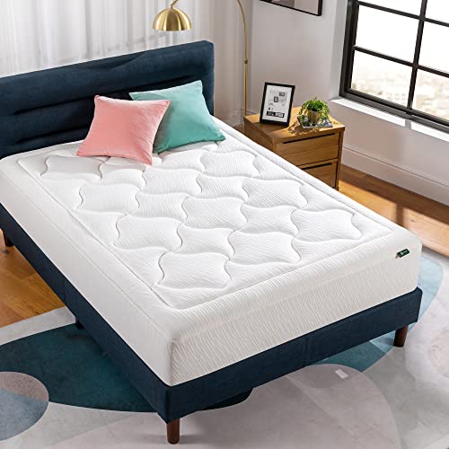 Zinus 12 Inch Cloud Memory Foam Mattress/Pressure Relieving/Bed-in-a-Box Twin & SmartBase Tool-Free Assembly Mattress Foundation / 14 Inch Metal Platform Bed Frame, Black, Twin, Regular