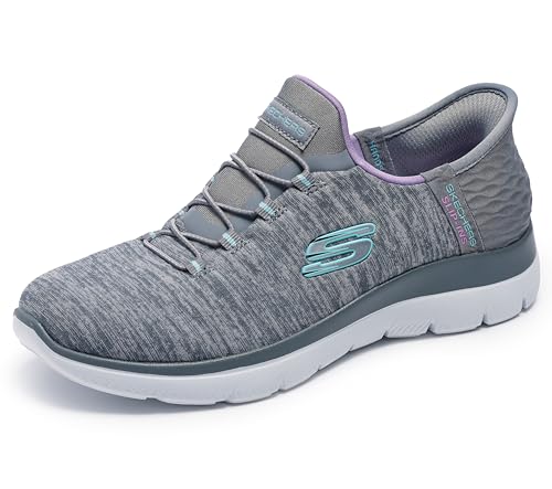 Skechers Women's Hands Free Slip Ins Summits Dazzling Haze Sneaker, Grey Mint, 8.5