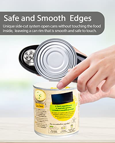 Electric Can Opener for Kitchen- Hand Held Automatic Can Opener with Smooth Edge, Portable and Battery Operated, Can Opener for Seniors with Arthritis, Easy One Touch to Open Any Size Cans, Black