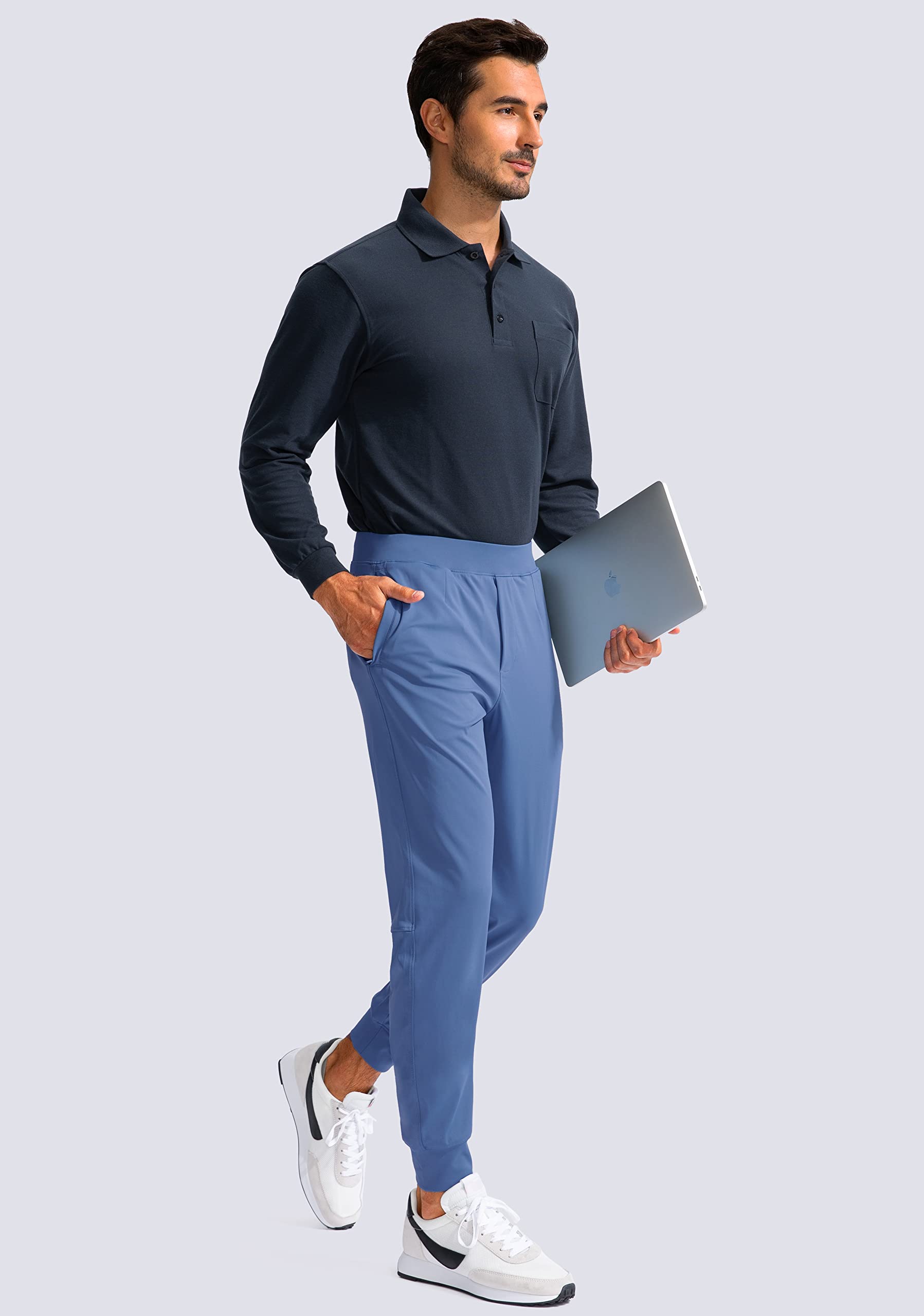 G Gradual Men's Golf Joggers Pants with Zipper Pockets Stretch Sweatpants Slim Fit Track Pants Joggers for Men Work Running (Slate Blue, XXL)