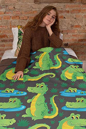 Crocodile Alligator Hiding in Pond Soft Throw Blanket All Season Microplush Warm Blankets Lightweight Tufted Fuzzy Flannel Fleece Throws Blanket for Bed Sofa Couch 50"x40"