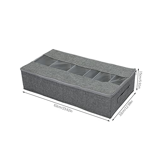Creahappy Shoe Organizer Under Bed Shoe Storage Containers 24inch Underbed Shoe Box with Dividers and Clear Window Foldable Shoe Caddy for Closet, Fits Mens and Womens Shoes