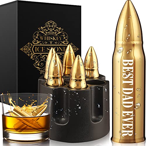 Fathers Day Dad Gifts - Gifts for Dad, Fathers Day Unique Gift Ideas, Best DAD Ever Gifts, Whiskey Stones Gold, Fathers Day Birthday Gifts from Daughter, Son, Fathers Day Presents