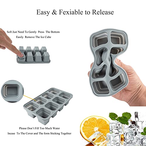 3Pack Mini Ice Cube Tray, Ice Cube Trays for Freezer, Silicone Ice Cube Tray, Ice Cube Mold Ice Molds, Ice Trays for Freezer with Lid, Ice Ball Maker Mold, Small Ice Cube Trays (3xMini)