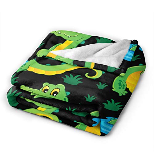 Crocodile Alligator Hiding in Pond Soft Throw Blanket All Season Microplush Warm Blankets Lightweight Tufted Fuzzy Flannel Fleece Throws Blanket for Bed Sofa Couch 50"x40"