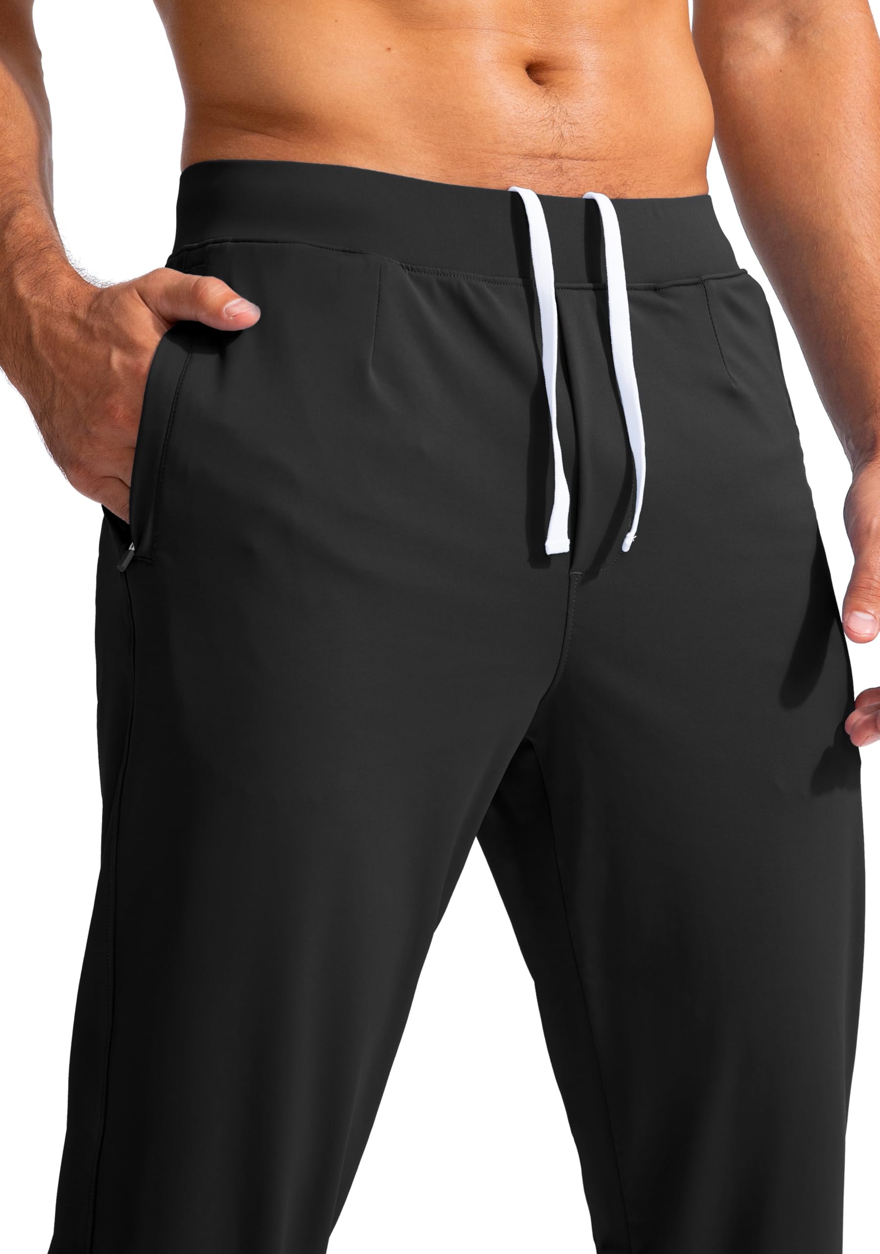 G Gradual Men's Golf Joggers Pants with Zipper Pockets Stretch Sweatpants Slim Fit Track Pants Joggers for Men Work Running (Black, L)