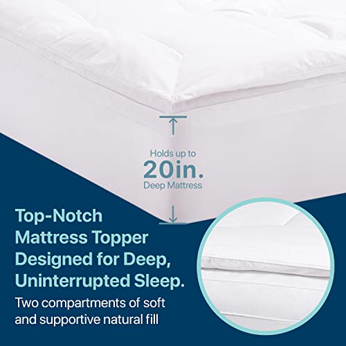 Allied Home Feather Bed Mattress Topper - 300 TC Cotton Shell White Down Hotel Mattress Topper, Quilted Soft Down Mattress Topper, Multi-Layered Soft Mattress Topper - King, 80” x 78”
