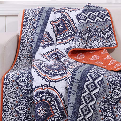 Greenland Home Fashions GL-1510JTHR Medina Throw Blanket Saffron, 50 x 60