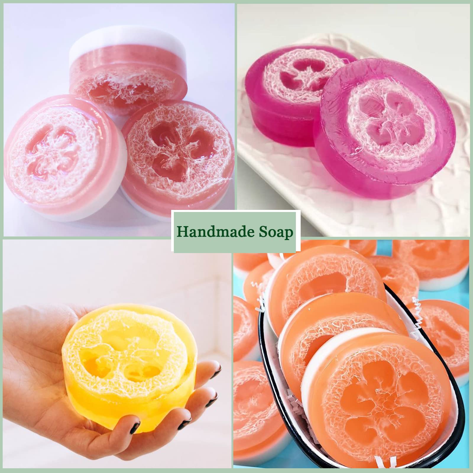 FRTIM Natural Loofah Slices for Soap Making, 20 Pieces Organic Luffa Cuts for DIY Exfoliating Soaps, Homemade Handmade Loofa Soap Supplies