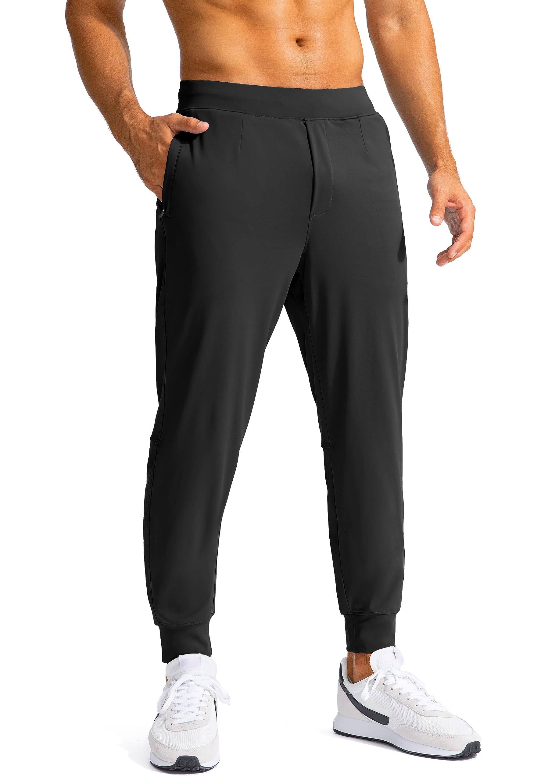 G Gradual Men's Golf Joggers Pants with Zipper Pockets Stretch Sweatpants Slim Fit Track Pants Joggers for Men Work Running (Black, L)
