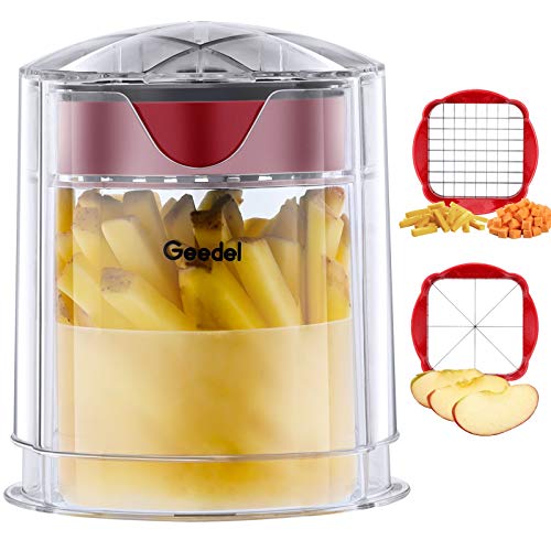 French Fry Cutter, Professional Home Style Potato Cutter Fry Cutter Onion Chopper Apple Slicer Corer Great for Potatoes Carrots Cucumbers 2 Blades