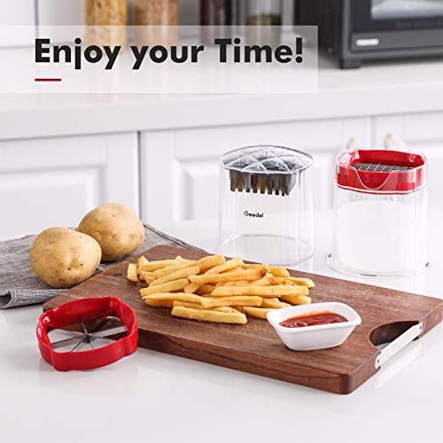 French Fry Cutter, Professional Home Style Potato Cutter Fry Cutter Onion Chopper Apple Slicer Corer Great for Potatoes Carrots Cucumbers 2 Blades