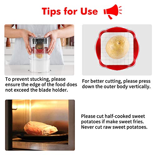 French Fry Cutter, Professional Home Style Potato Cutter Fry Cutter Onion Chopper Apple Slicer Corer Great for Potatoes Carrots Cucumbers 2 Blades