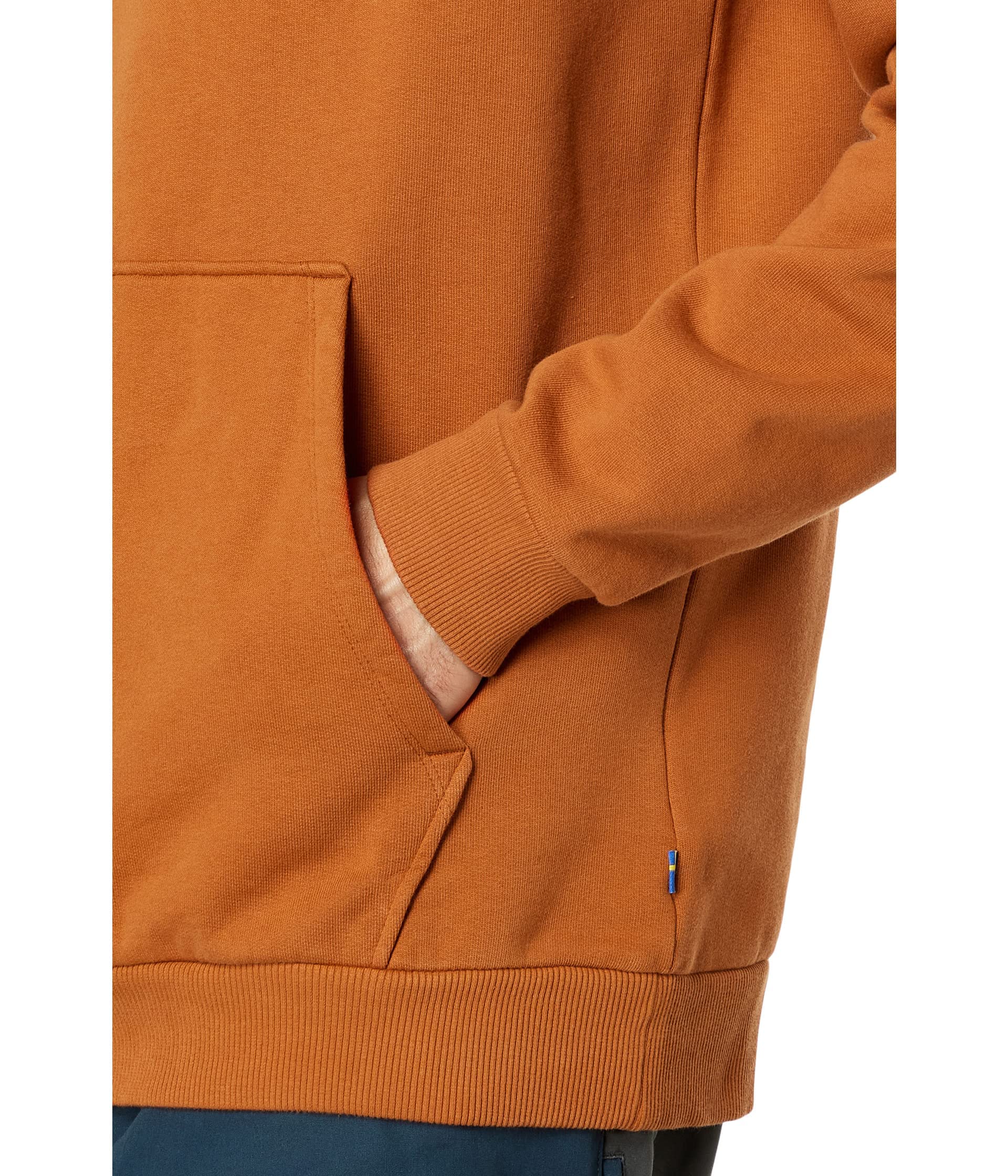 Fjällräven Logo Hoodie for Men Offers a Regular Fit with Long Sleeves, Attached Hood, and Kangaroo Pocket in a Pullover Style Terracotta Brown MD One Size