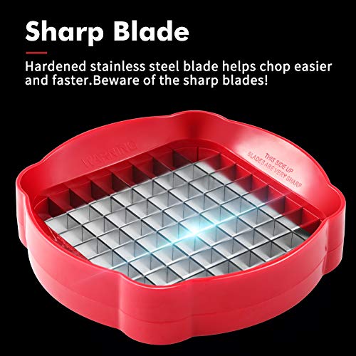 French Fry Cutter, Professional Home Style Potato Cutter Fry Cutter Onion Chopper Apple Slicer Corer Great for Potatoes Carrots Cucumbers 2 Blades