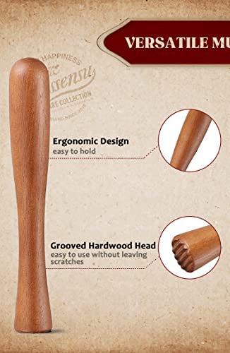 KITESSENSU Wooden Muddler, Durable Wood Ice Crusher Muddler for Cocktails, Excellent Choice for Mojitos, Caipirinhas, Fruits, Herbs, Spices Based Drinks