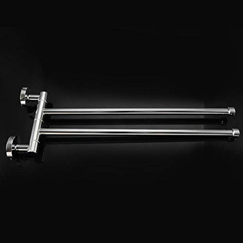 Wifehelper Swivel Towel Bar Bathroom Wall Mounted Towel Rack Swing Out Rotating Hanger Towel Holder Storage Organizer Space Saving for Bathroom(2 Arms)