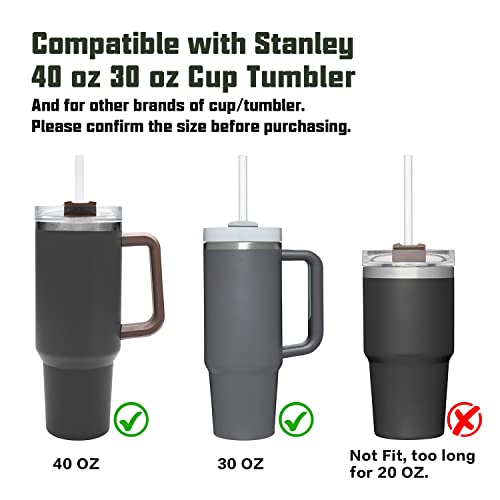 Replacement Straw Compatible with Stanley 40 oz 30 oz Cup Tumbler, 6 Pack Reusable Straws with Cleaning Brush for Stanley Adventure Travel Tumbler, Plastic Clear Straw for Stanley Accessories