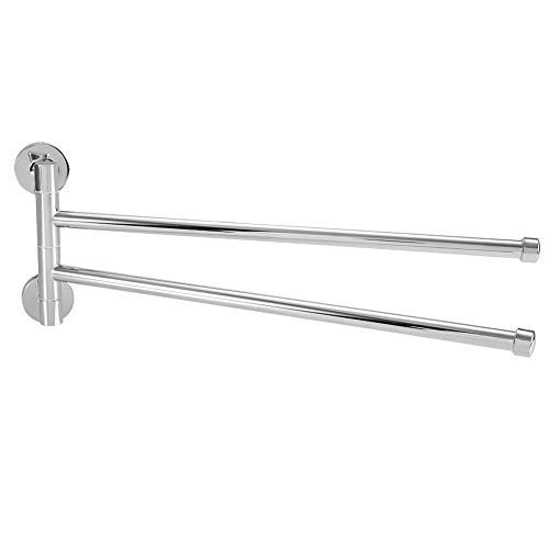 Wifehelper Swivel Towel Bar Bathroom Wall Mounted Towel Rack Swing Out Rotating Hanger Towel Holder Storage Organizer Space Saving for Bathroom(2 Arms)