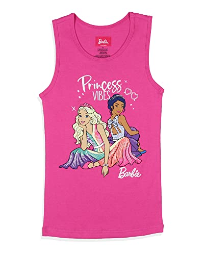 INTIMO Barbie Girls' Princess Vibes Characters Sleep Pajama Set Tank Top Shorts (10) Multicolored
