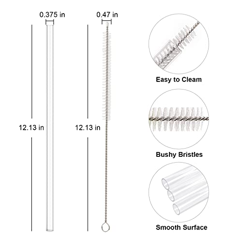Replacement Straw Compatible with Stanley 40 oz 30 oz Cup Tumbler, 6 Pack Reusable Straws with Cleaning Brush for Stanley Adventure Travel Tumbler, Plastic Clear Straw for Stanley Accessories