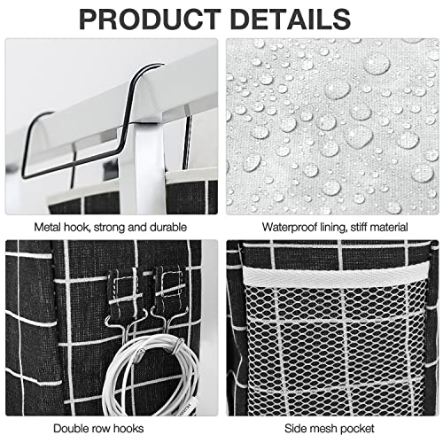 Ndeno Bedside Caddy Storage Bag Hanging Pocket Organizer for Bunk and Hospital Beds Crib,Dorm Rooms Bed Rails for Remotes Mobile Phone Keys, Glasses, Books (Black Plaid)