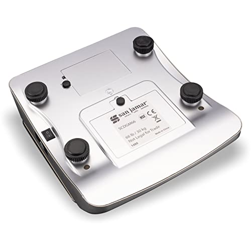 San Jamar Stainless Steel M-Series Digital Food/Kitchen Scale, 66lb Capacity, Silver