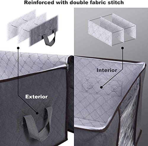 3PCS Clothes Storage Bag Closet Organizer with Reinforced Handle Firm Fabric Strong Zipper Foldable Breathable Storage Container Set for Clothes, Quilts, Blankets, Bedding
