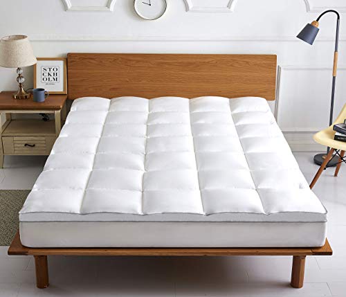 COMFORT BOOST™ Extra Thick, Cooling Mattress Topper — Pillowtop, Down Alternative Mattress Pad With Deep Pockets (8-21" Depth) Fits All Mattress Sizes, Helps Ease Back Pain & Protects Mattress — Queen