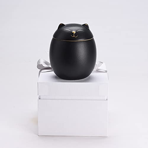 LMEILI Pet Urns for Cats Box Ashes Keepsake Memorial Cremation Small Dog Animal Ceramics Ashes Funeral Urn Personalized (Small Black)